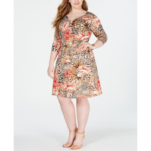 NY Collection | Dresses | Ny Collection Womens Plus X Surplice Neck ...